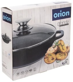 Kastrol s nepřilnavým povrchem Pfluon Granit se skleněnou poklicí Orion Grande, ⌀ 28 cm