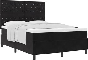 Postel s boxspringem s matrací s čelo Černý 140 x 190 cm samet 3339766