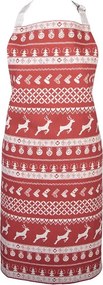 Červená bavlněná zástěra s jeleny Nordic Christmas New - 70*85 cm