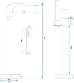Volně stojící vanová baterie REA CLARK, černá