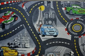 Dětský koberec The World od Cars 97 šedý (Varianta: 95 x 200 cm)