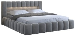 Manželská postel 160 cm Luxa (šedá) (s roštem, úl. prostorem a LED). 1041567