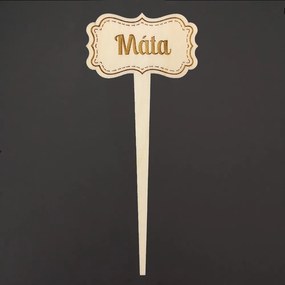 AMADEA Dřevěný zápich - cedulka na bylinky Máta, výška 20 cm, český výrobek