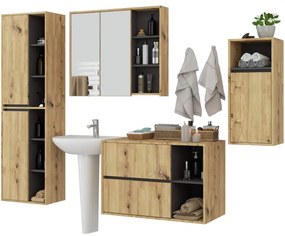 Koupelnová sestava VAMI garfitová / šedá / dub craft