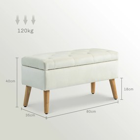 HOMCOM Úložná Lavice, Úložný Truhla, S Víkem, Sametový Efekt, Dřevěné Nohy, Nosnost až 120 kg, do Obývacího Pokoje, Ložnice, Předsíně, 80 x 35 x 40 c…