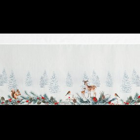 KRÁTKÁ VÁNOČNÍ ZÁCLONA NA PÁSCE XMAS19 150X40 CM VZOROVANÁ