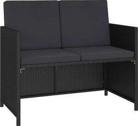 6dílný zahradní jídelní set s poduškami polyratan černý 315988