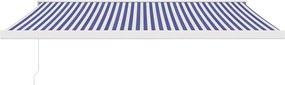 vidaXL Zatahovací markýza modrá a bílá 4 x 3 m textil a hliník [3154573]