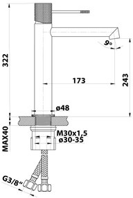 Sapho - Umyvadlová baterie SOLARIS 32 cm matná černá
