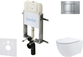 kielle Genesis New - Set předstěnové instalace, klozetu Oudee, Vortex Rimless+, sedátka softclose a tlačítka Gemini New III, lesklý chrom 30502SZ17