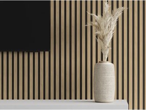 Mexen Lam-B, akustické stěnové lamely 275 × 30 cm, HDF deska 4 mm, technická dýha, ořech lněný, S100-275307-3015-015