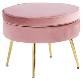TEMPO Luxusní taburet, růžová Velvet látka / chrom zlatý, Art-deco, NOBLIN TYP 1