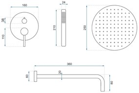 Rea Lungo - Podomítkový sprchový set, růžová-zlatá, REA-P4111
