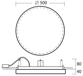 Osmont 67171 Carina V, moderní polozápustné svítidlo, 33W LED 3000K DALI, prům. 50cm, IP44