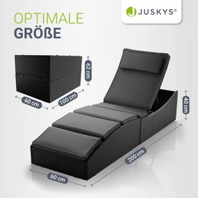 Juskys Skládací polyratanové lehátko Lamia Barva: černá