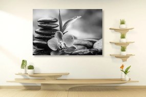 Obraz meditační Zen kompozice v černobílém provedení - 90x60 cm