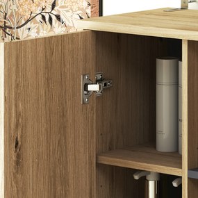 HOMCOM Koupelnová sloupková skříň, Koupelnová skříň s 6 otevřenými přihrádkami a 2 skříněmi, rozměry 40Š x 24H x 148V cm, přirodní dřevo | Aosom