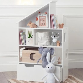 Atmosphera for Kids Dětská knihovna s úložným boxem na hračky bílá 30x64x103 cm
