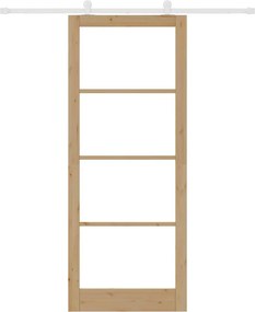 Posuvné dveře ORKDAL 93 x 232 cm Masivní borové dřevo a sklo 3332095