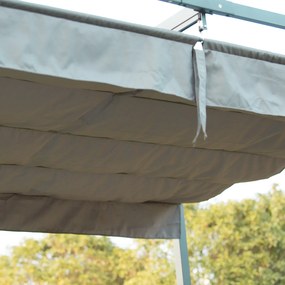 Outsunny pergola altán zastřešení terasy s posuvnou střechou 298 x 213 x 221 cm, šedá, polyester odolný proti povětrnostním vlivům pro zahradu a tera…