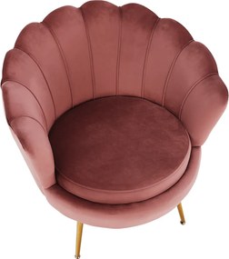 Křeslo ve stylu Art-deco, růžová Velvet látka / gold chrom-zlatý, NOBLIN