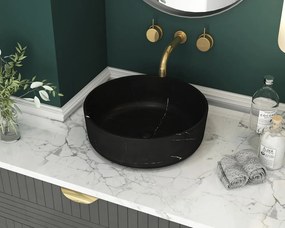 Sapho Blok kamenné umyvadlo na desku 40 cm bez otvoru pro baterii matný černý Marquin 2401-52