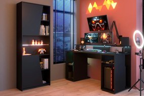 Aldo Herní počítačový stůl s regály Level, Gaming black