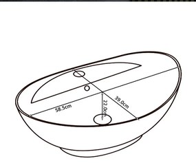 BPS-koupelny Keramické umyvadlo na desku HYD-TA-WH-585 58,8x39 cm, bílé