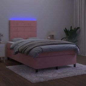 Box spring postel s matrací a LED růžová 120 x 190 cm samet 3270316