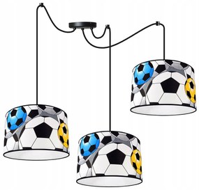 Dětské závěsné svítidlo Soccer Spider, 3x textilní stínítko se vzorem, (výběr ze 2 barev konstrukce)