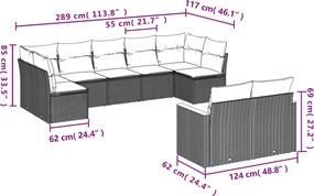 9dílná zahradní sedací souprava s poduškami béžová polyratan 3226289