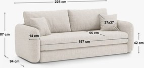 Světle modrá rozkládací pohovka 225 cm Dormi – Micadoni
