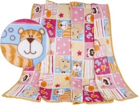 Bellatex Dětská deka ELLA 100x155 cm Patchwork Růžová,Modrá,Žlutá