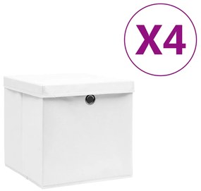 Úložné boxy s víky 4 ks 28 x 28 x 28 cm bílé