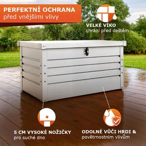 Kovový úložný box METALBOX, 385L, 120×62×63 cm, šedá Gardebruk