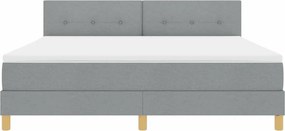 Postel s boxspringem s čelo Světle šedá 180 x 200 cm textil 3338937