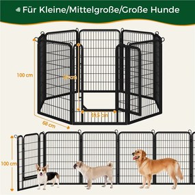 Ohrádka pro psy – černá, 8 dílů - 100 cm výška (266254015421)