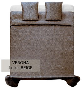Tutumi Verona, saténový přehoz na postel 2,2x2,4m + povlečení na polštář, béžová, NAZ-00517