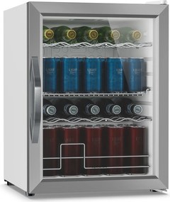 Klarstein Beersafe nápojová lednice se skleněnými dveřmi | 64 x 48 cm | 60 l | 85 W | stříbrná/bílá