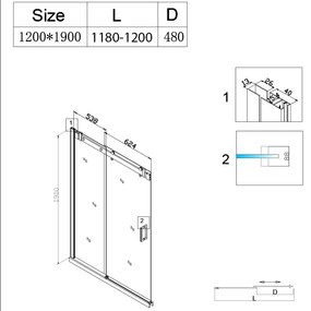 BPS-koupelny Posuvné sprchové dveře HYD-PD03 120 černá/transparent pro instalaci do niky