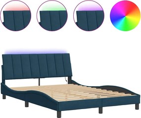 Rám postele s LED osvětlením bez matrace Hanko modrý 140 x 200 cm samet 3213785
