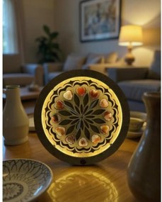 Li-Go "Dvanáct achátových srdcí" dřevěná lampa/obraz 230V/31 cm dub