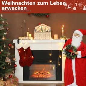 HOMCOM Adventní kalendář k naplnění 24 zásuvky přihrádky, vánoční kalendář s LED světly, přírodní dřevo, 36 x 10 x 34 cm