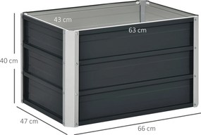 Outsunny Ocelový vyvýšený zahradní truhlík s rukavicemi, robustní, tmavě šedý, 66x47x40cm| Aosom