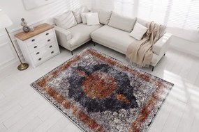 Koberec MIRO 51186.808 Rozeta, ramka - granát/měděný