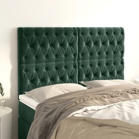 Čelo postele tmavě zelené 160x7x118/128 cm sametové 3116725