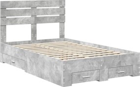 Rám postele s čelo Betonově šedá 135 x 190 cm Kompozitní dřevo 3411654