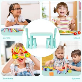 Costway 3 PCS. Kindersitzgruppe Kindertisch mit 2 Stühlen Kindermöbel – zelený