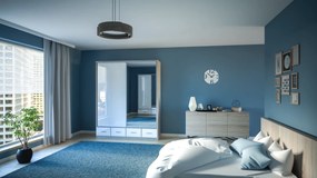 ARK Šatní skříň LUICE, Bílá/Dub Sonoma + LED osvětlení 200 cm