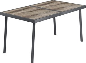 Outsunny zahradní stůl balkonový stůl 145 x 85 cm jídelní stůl pro 6 osob se vzhledem dřeva a šedým ocelovým rámem pro zahradu a terasu | Aosom.de